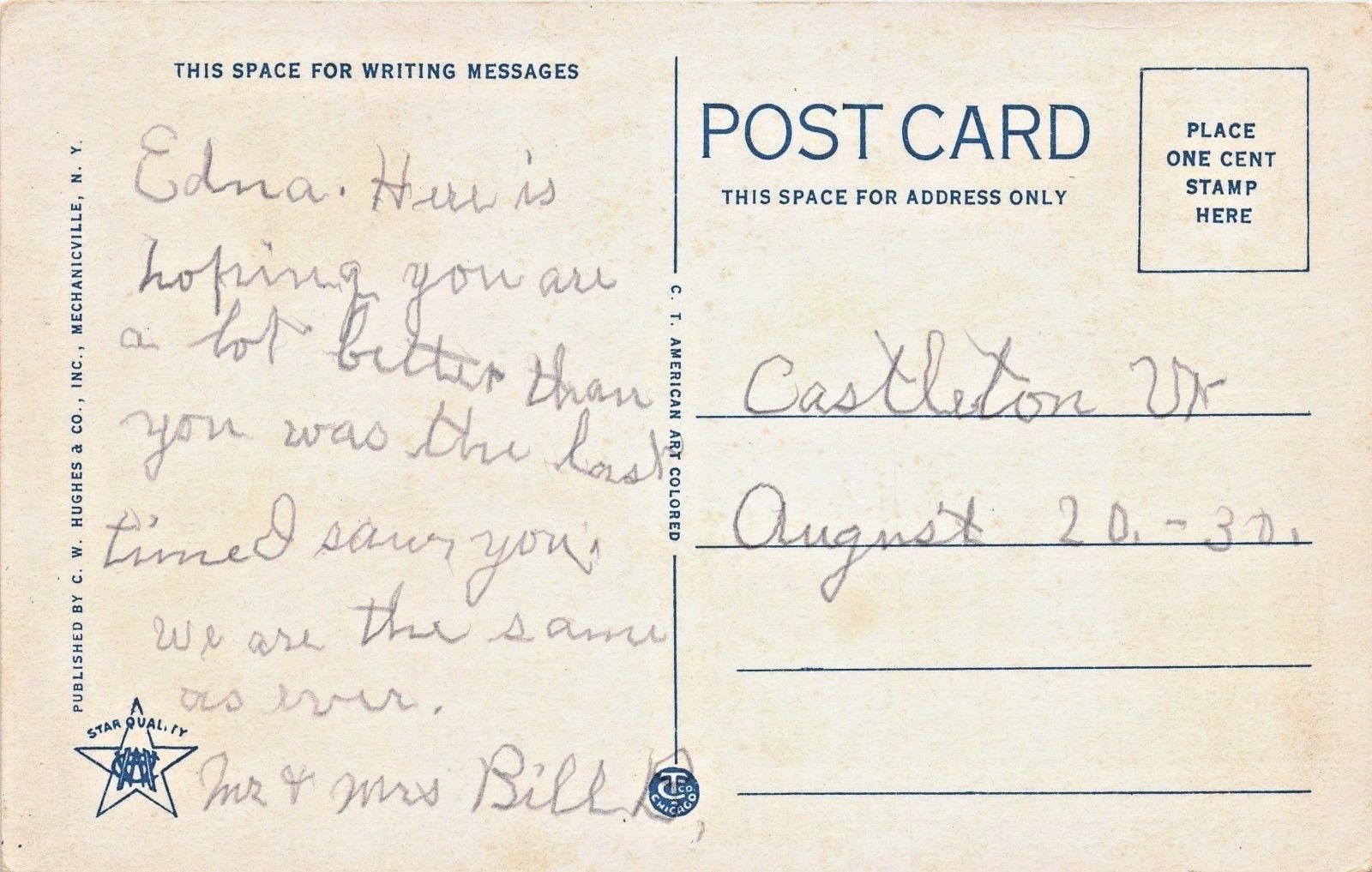 Lake Bomoseen Vermont~The Trakenseen~Waterfront C W Hughes Publ ...