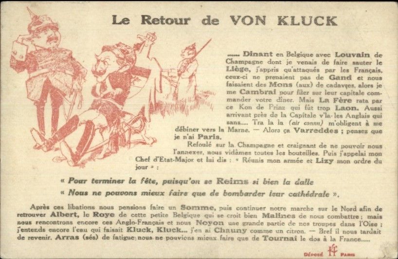 Military Political Propaganda - French/German WWI LE RETOUR DE VON ...