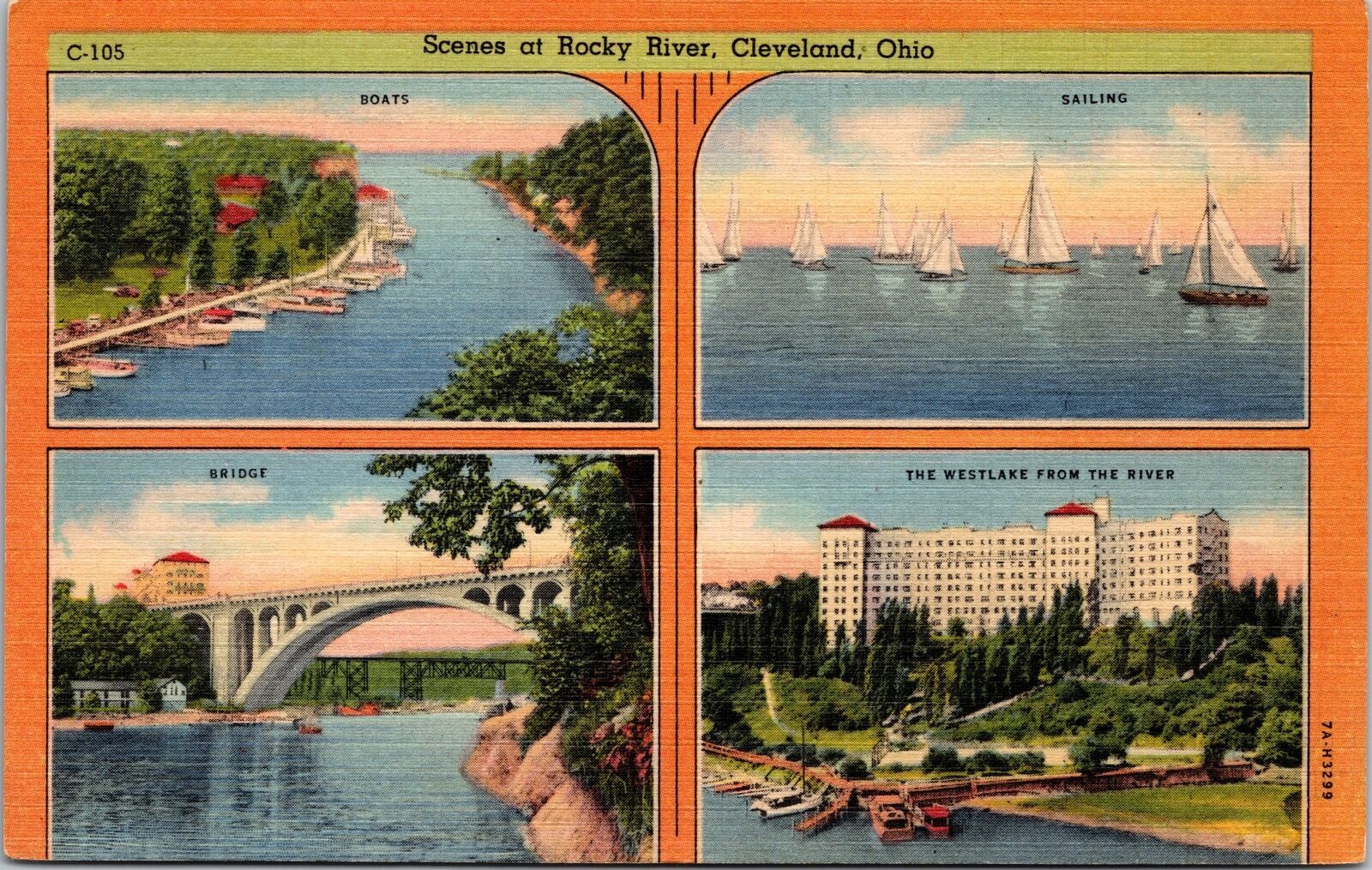 Vintage Postcard Multiple Scenes at Rocky River Cleveland Ohio C. 1945 ...