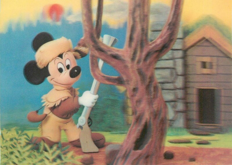 Lenticular stereo 3D postcard Walt Disney Productions Mickey Mouse the ...