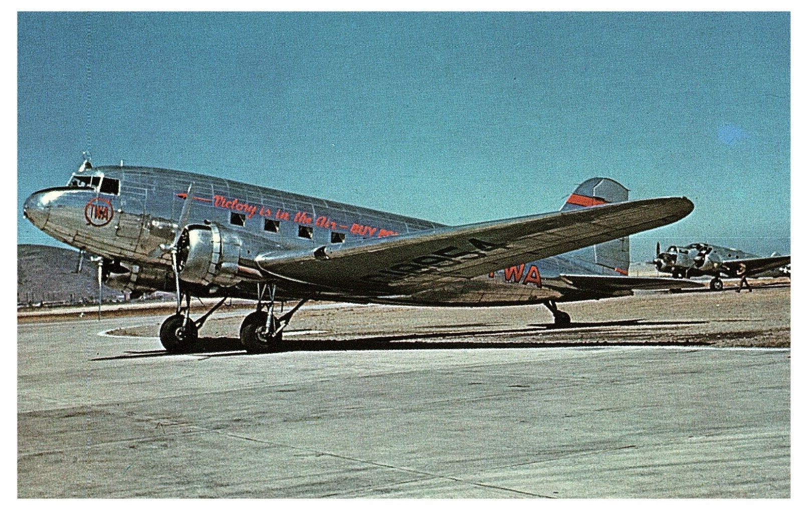 TWA Transcontinental & Western Air Douglas DC-3 Airplane Postcard ...