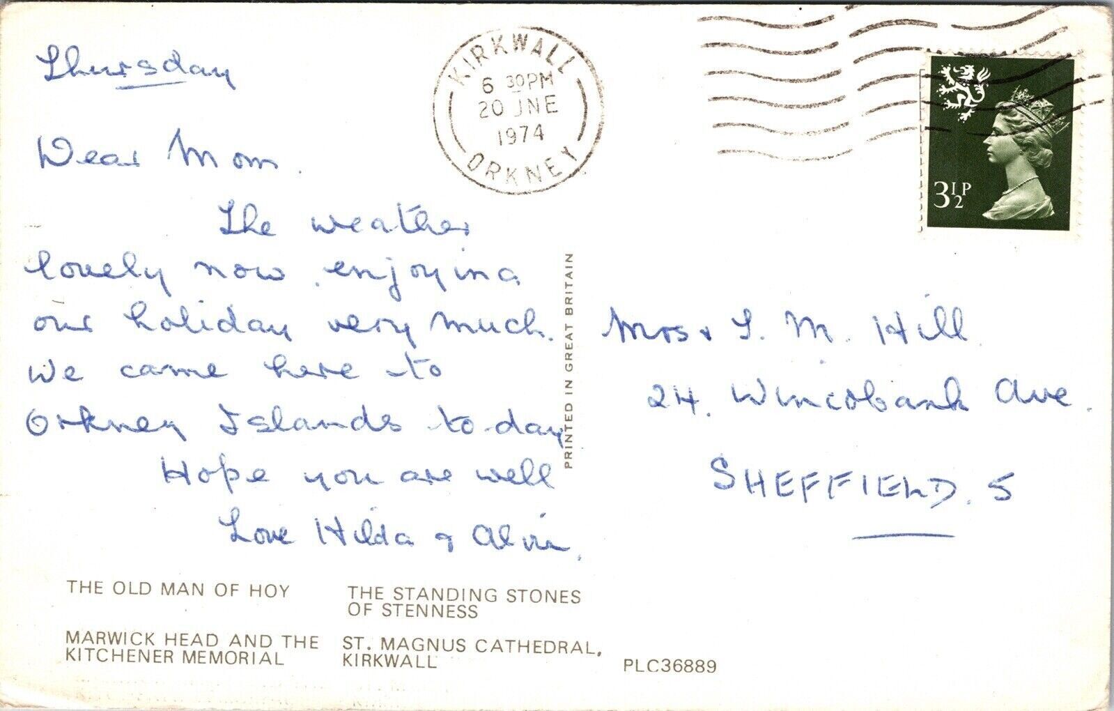 Orkney Multiview Wob Note 1974 Cancel Wob Old Man Hoy Kirkwall Magnus ...