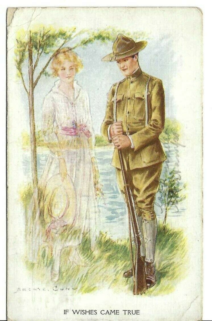 CK-385 WWI If Wishes Soldier by Artist Archie Gunn White Border Era ...