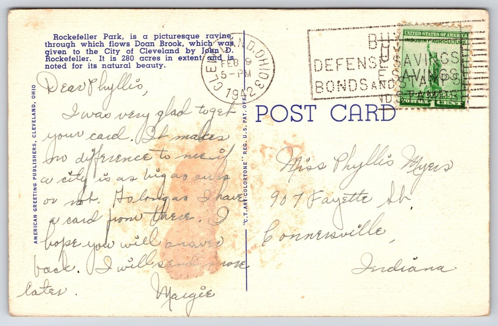 Vintage Postcard 1942 Bird's-Eye View of Rockefeller Park Field ...