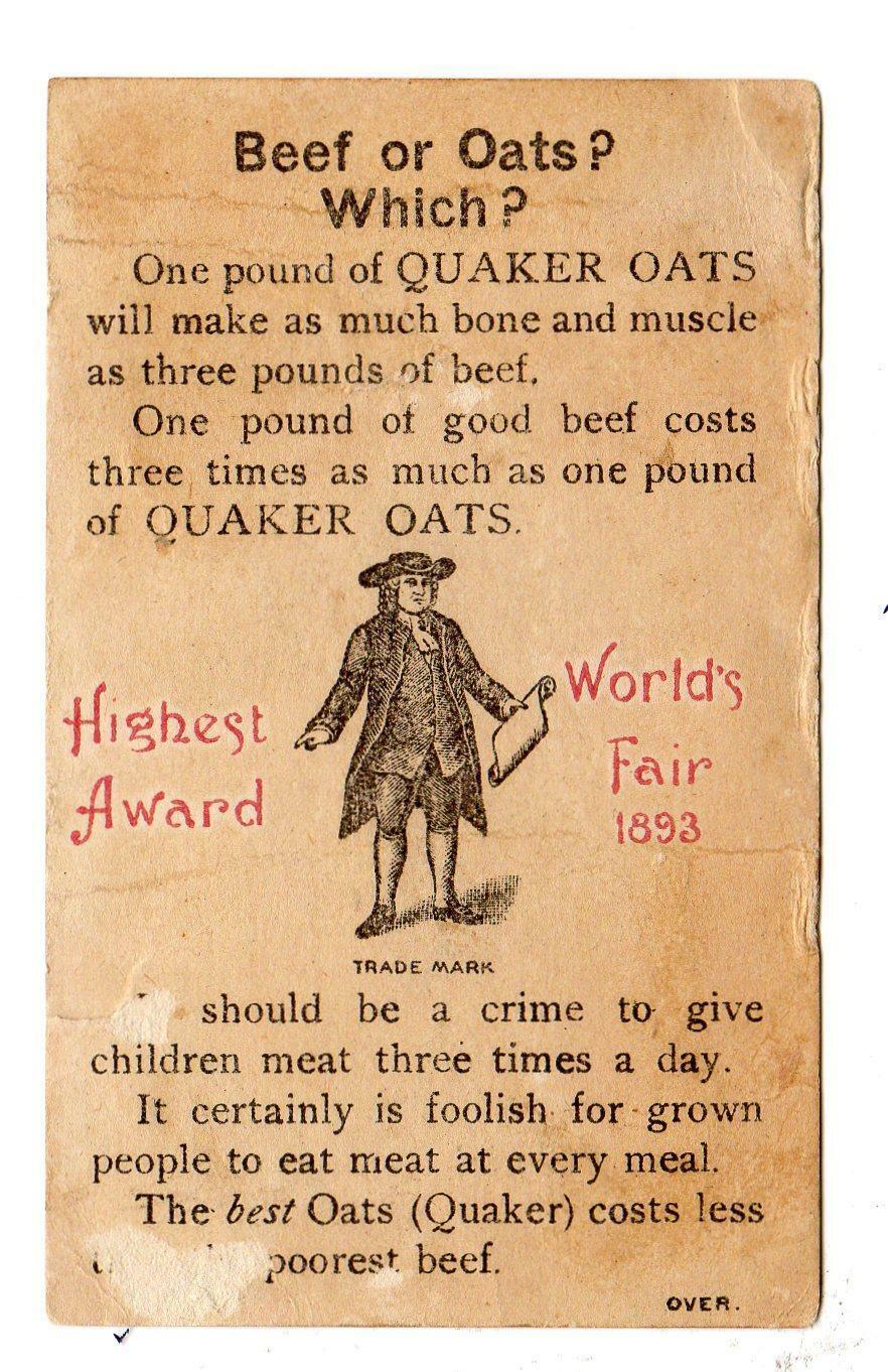 Quaker Oats*1893 World's Fair Highest Award*Armstrong Litho*Victorian ...