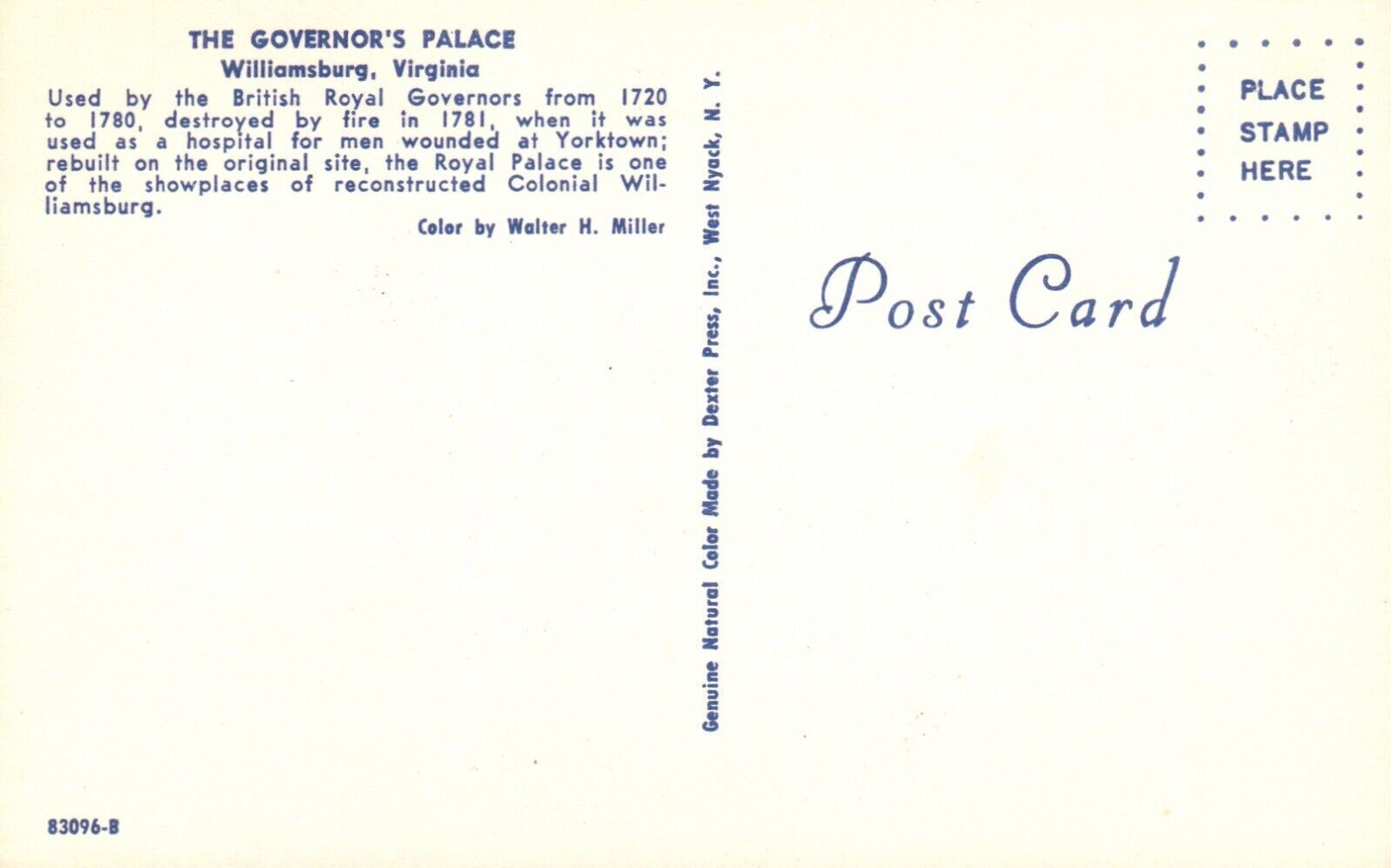 Postcard VA Williamsburg Virginia Governor's Palace Chrome Vintage PC ...