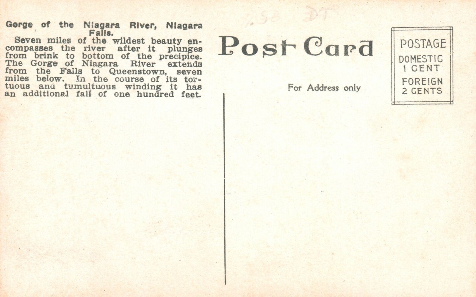 Vintage Postcard Gorge Of Niagara River Waterfalls Niagara Falls New ...