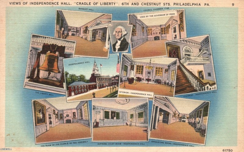 Vintage Postcard 1940 Views Of Independence Hall Cradle Of Liberty ...