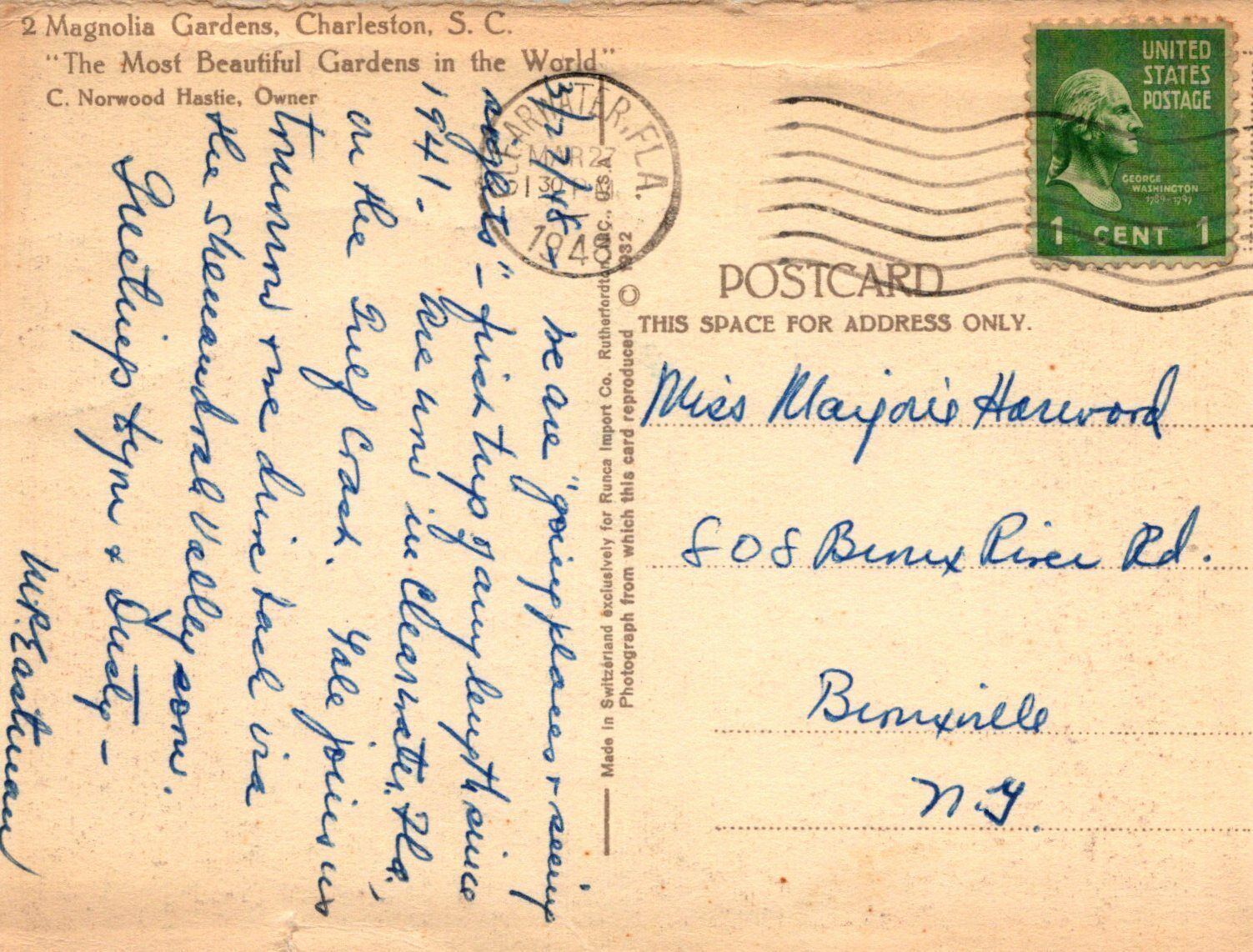 Vintage Postcard Continental Size the Magnolia Gardens at Charleston S ...