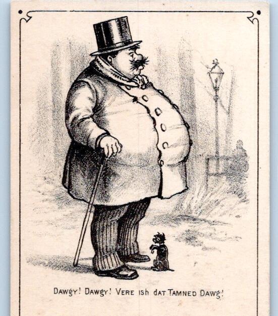 1880-90'S FAT MAN Can't SEE HIS Little DOG TOP HAT Stock Victorian ...