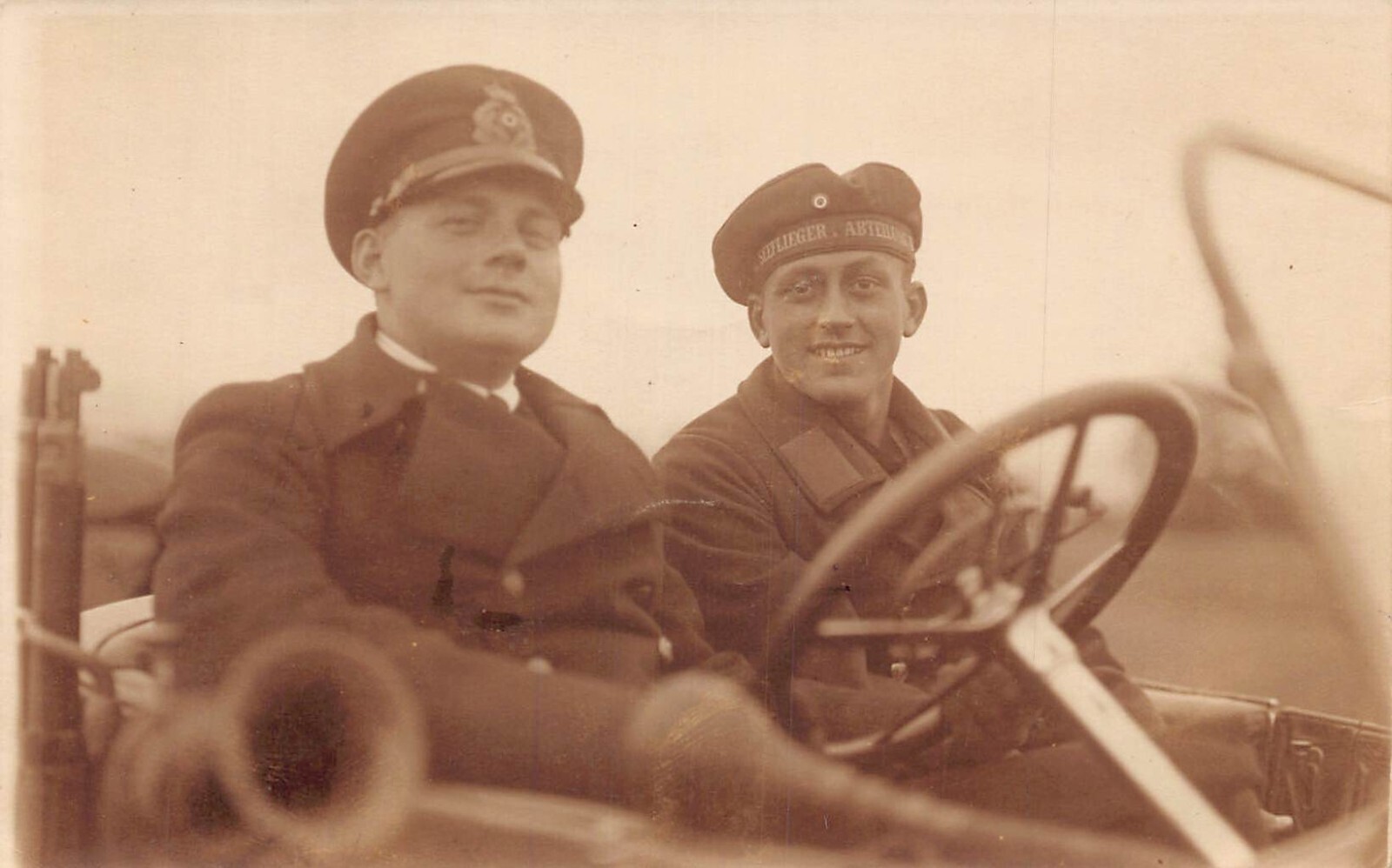 WWI Naval Aviator, Navy Fighter Pilot and Officer in Car real photo ...
