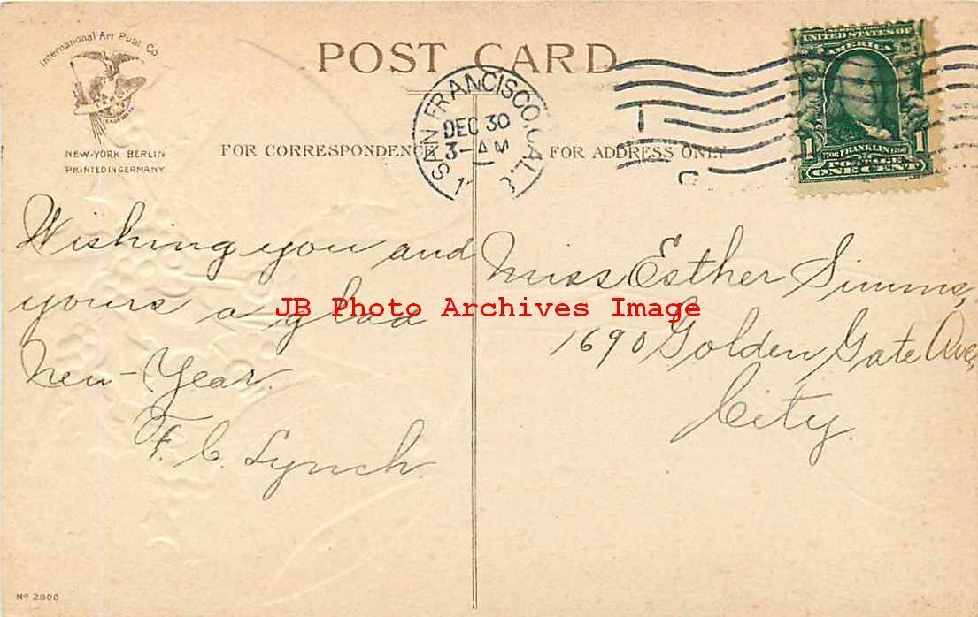 New Year, IAP No 2000-2, Ellen Clapsaddle, Three Bells Hanging from ...