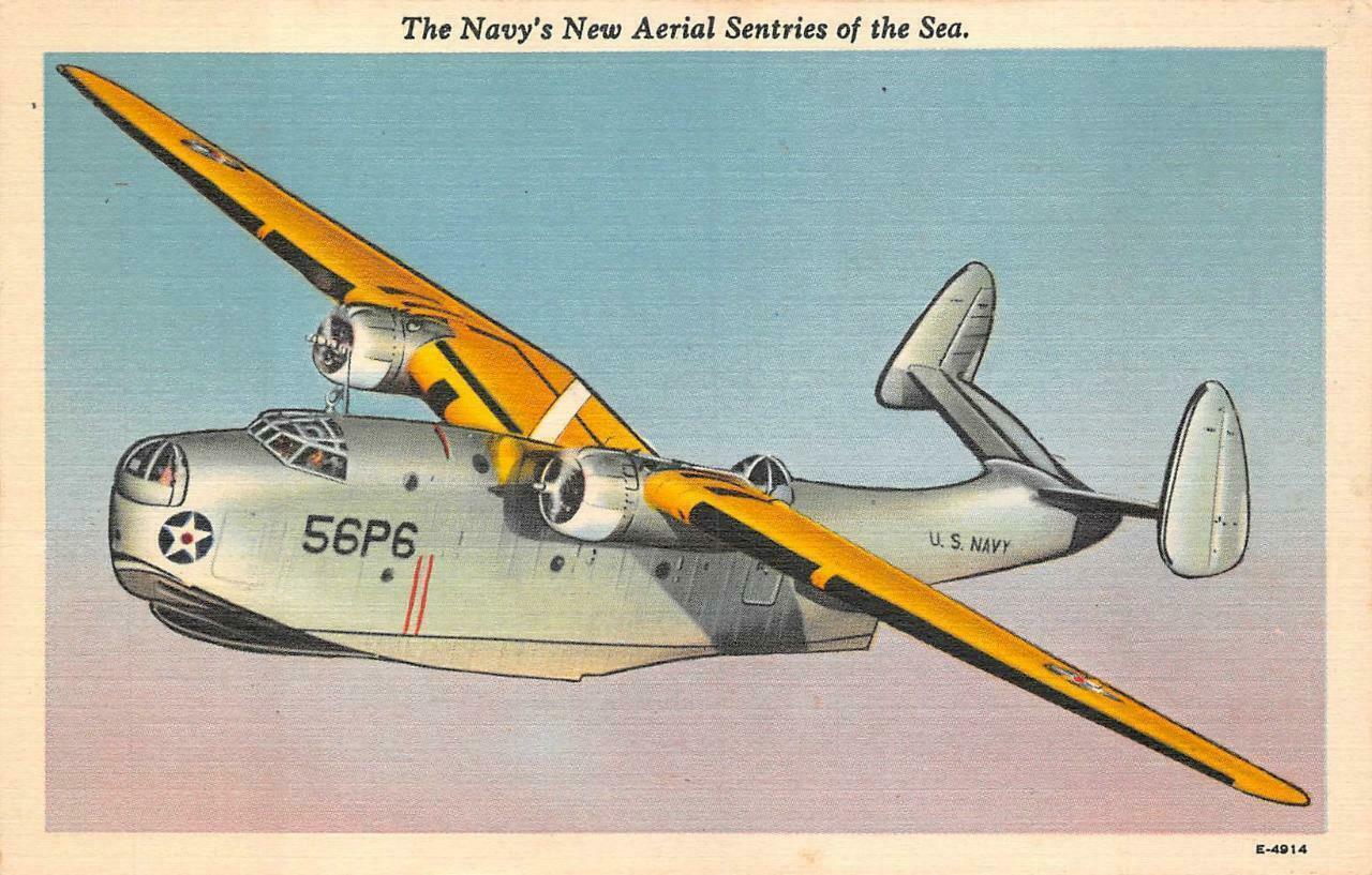 The Navy's New Aerial Sentries of the SEA Martin PBM Military Postcard ...