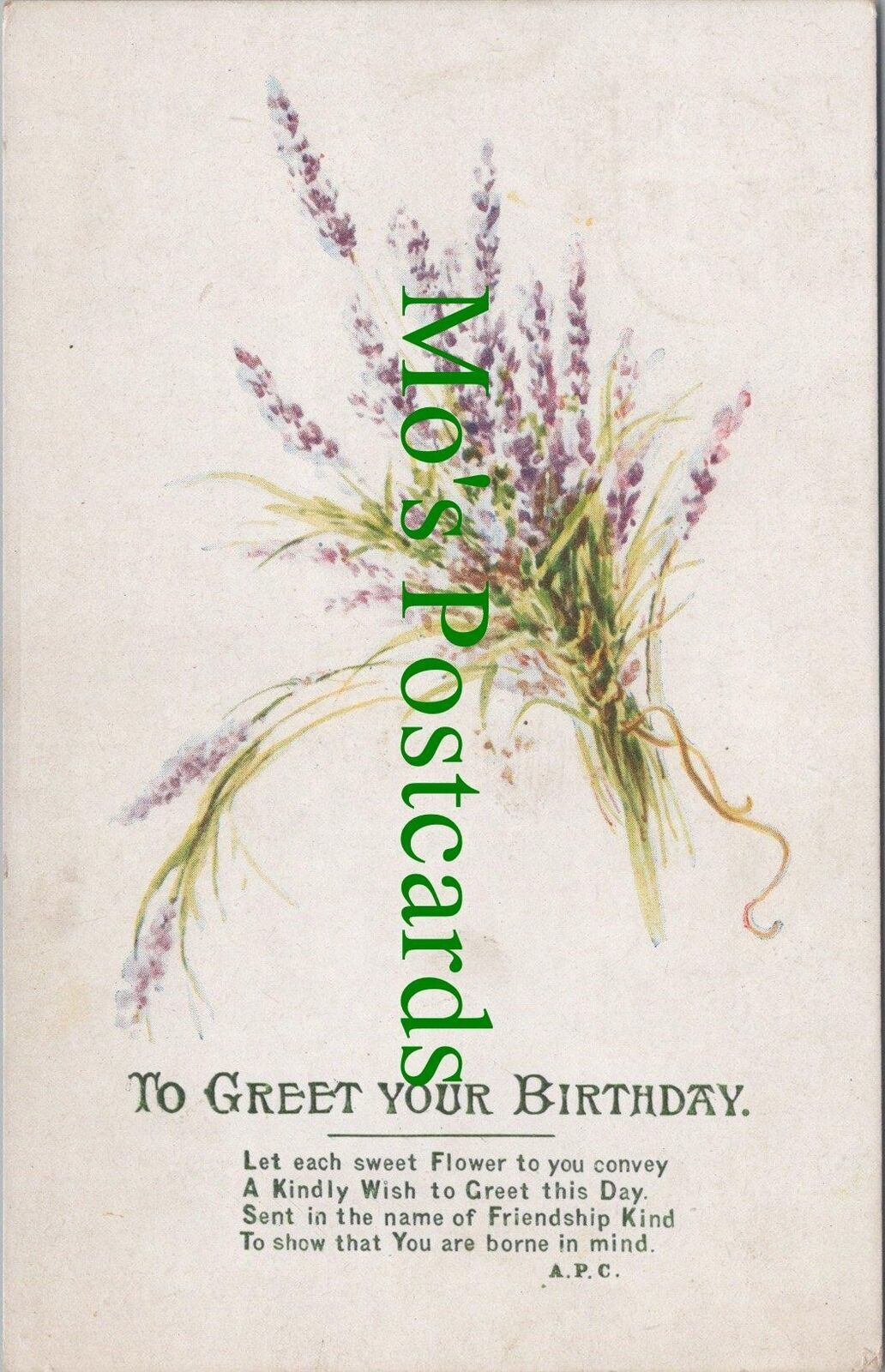 Greetings Postcard - To Greet Your Birthday - Flower Poem Ref.RS30949 ...