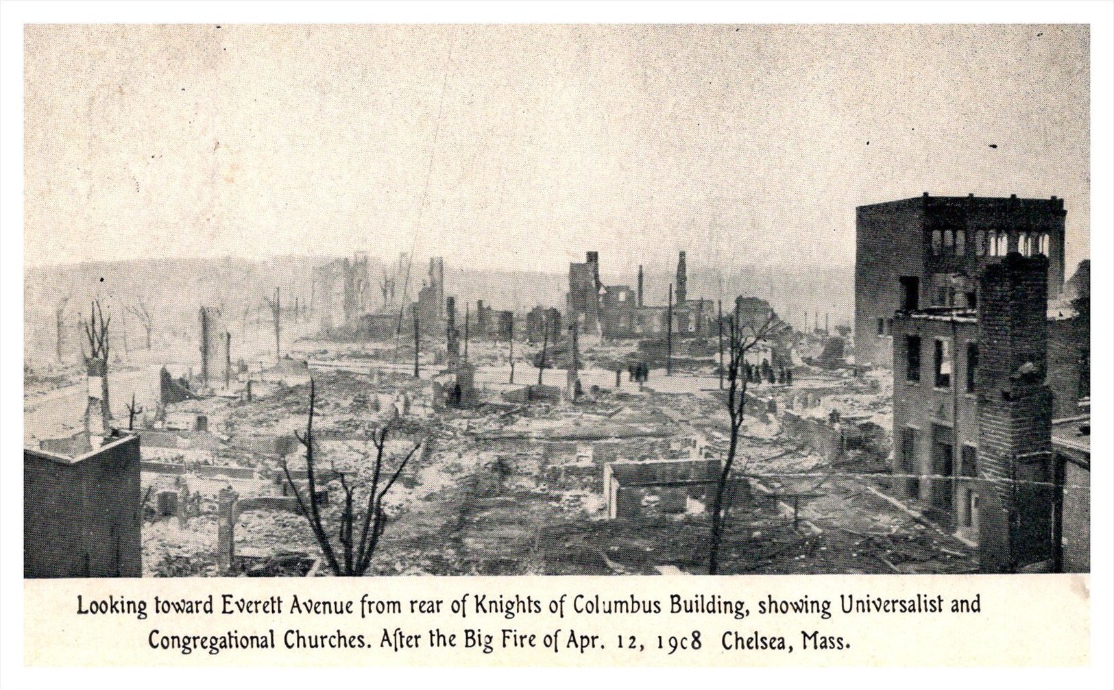 Massacusetts Chelsea , Aerial view of 1908 Fire. Before and after. 2 ...