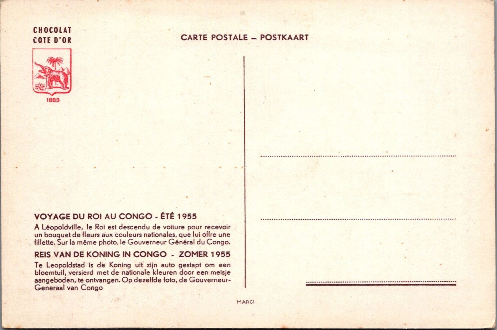 Congo Postcard - Voyage Du Roi Au Congo, Ete 1955 - RR18000 | Africa ...