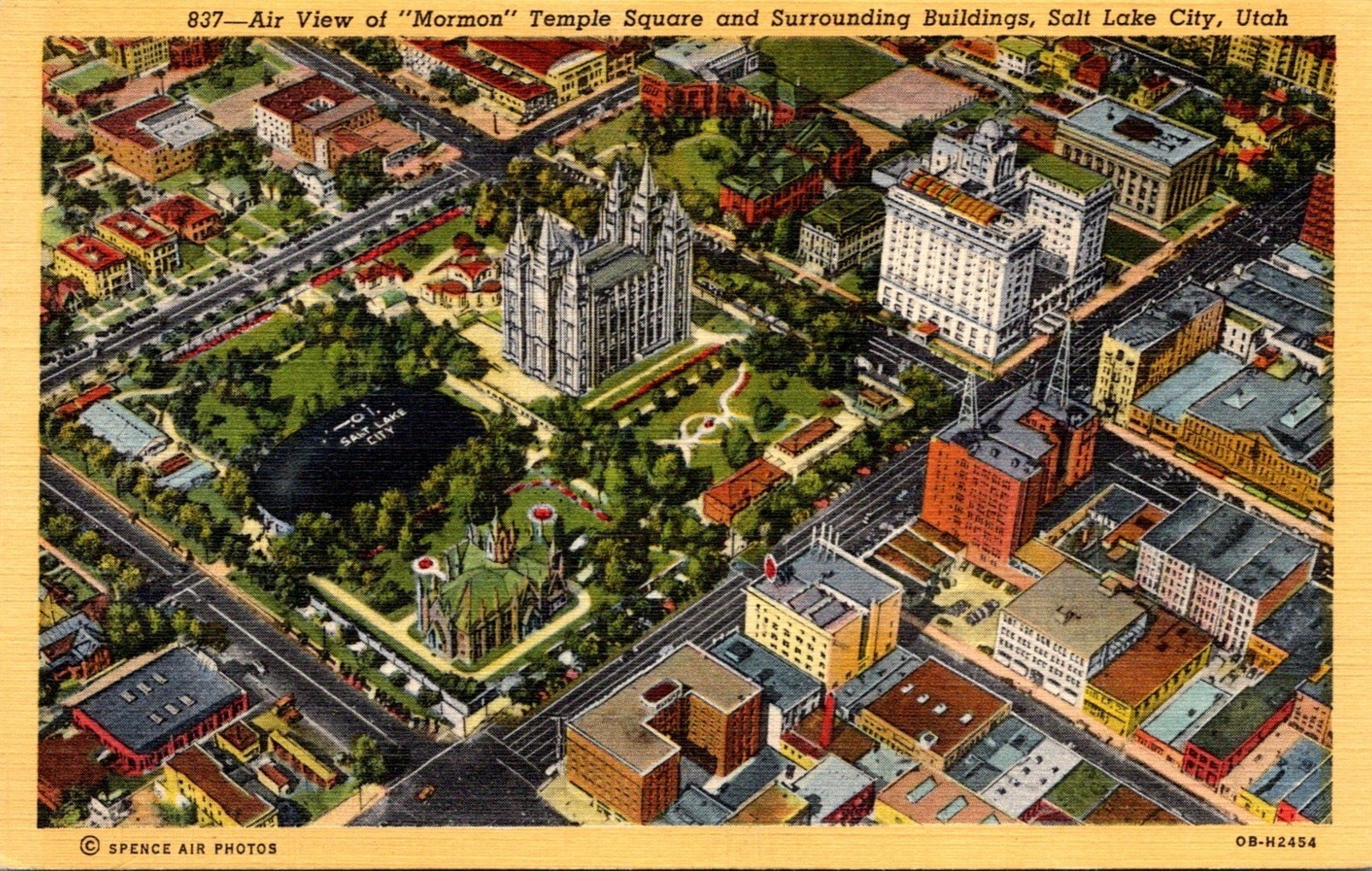 Utah Salt Lake City Aerial View Mormon Temple Square and Surroundiing ...