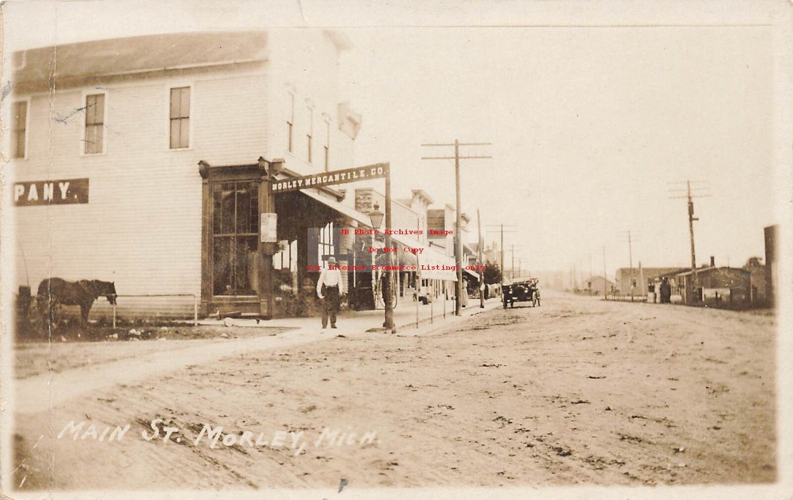 MI, Morley, Michigan, RPPC, Main Street, Business Section, Photo ...