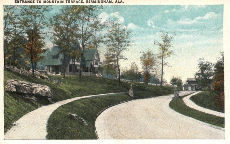 Vintage Postcard Entrance To Mountain Terrace Roads Highways Birmingham ...