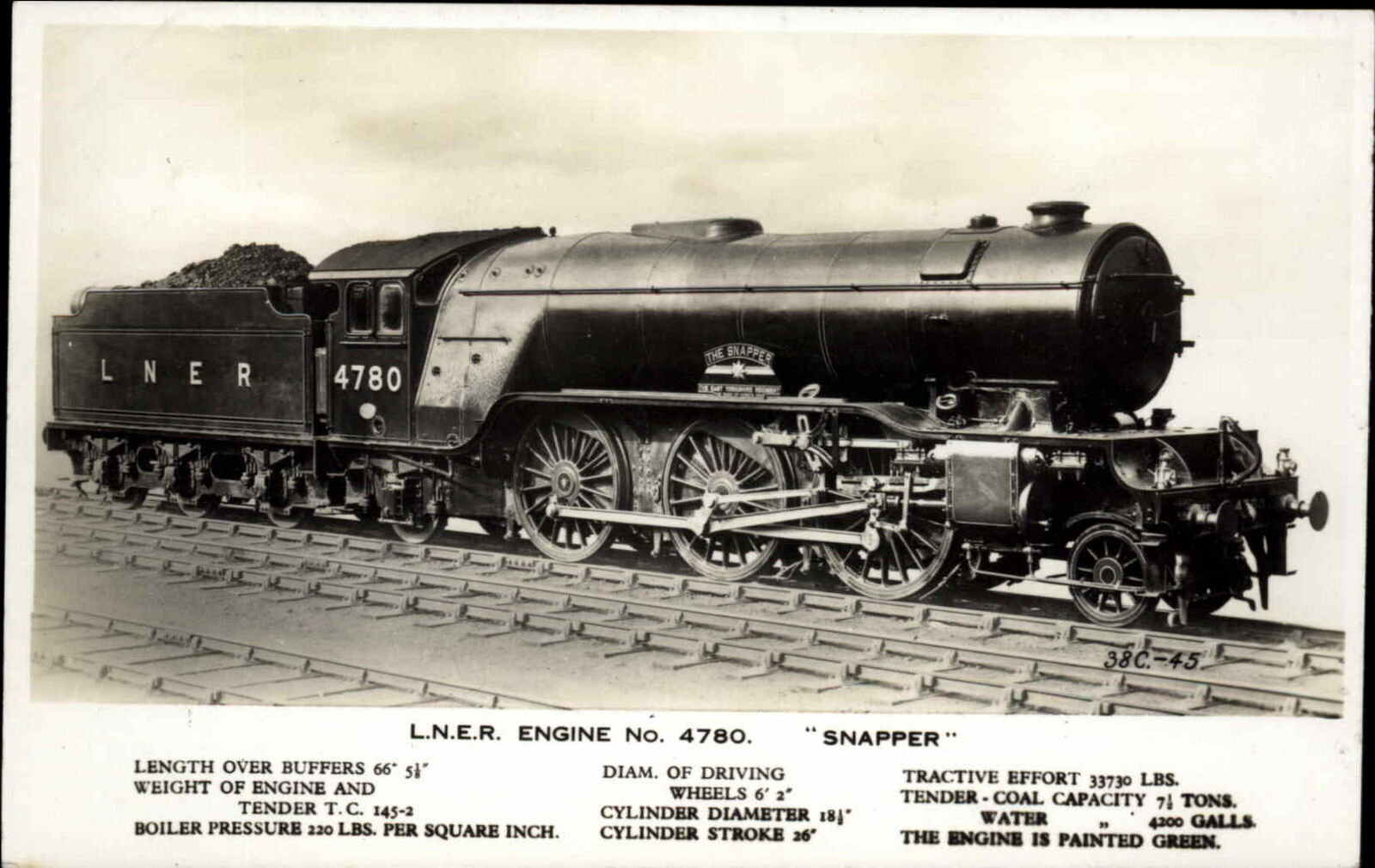 LNER Engine No 4780 Snapper Railroad Train Vintage Real Photo Postcard ...