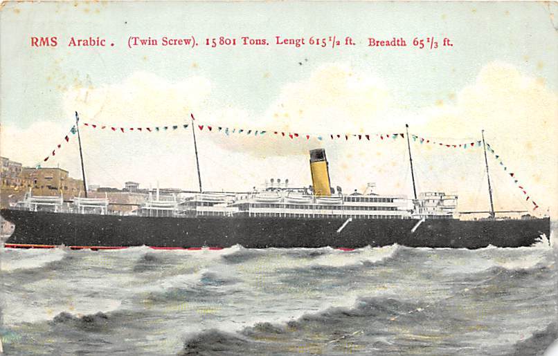 SS Arabic White Star Line 1913 | Topics - Other, Postcard / HipPostcard