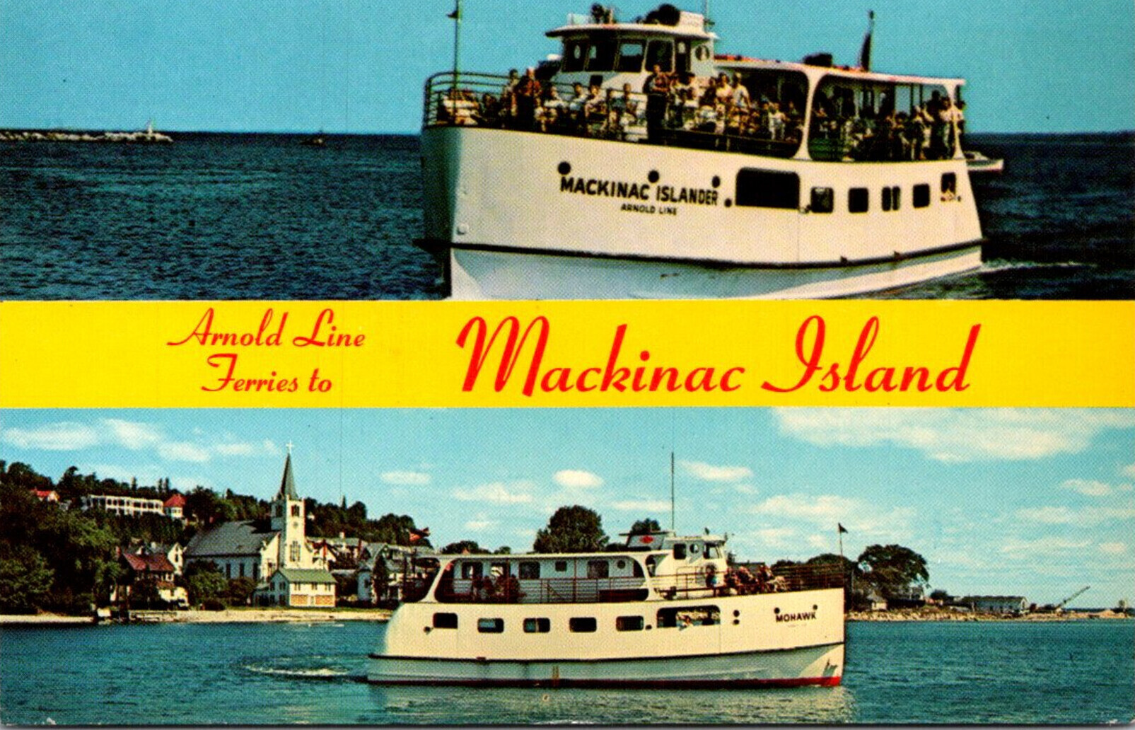 Michigan Mackinac Island Arnold Line Ferries Split View | United States ...