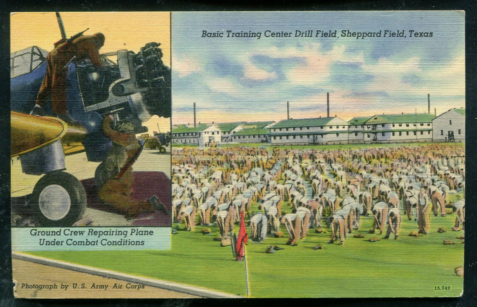 Basic Training Center Drill Field Sheppard Field US Army Air Corp linen ...