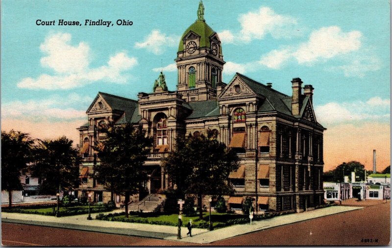 Vtg Findlay Ohio OH Court House 1940s Old Linen View Postcard | United ...