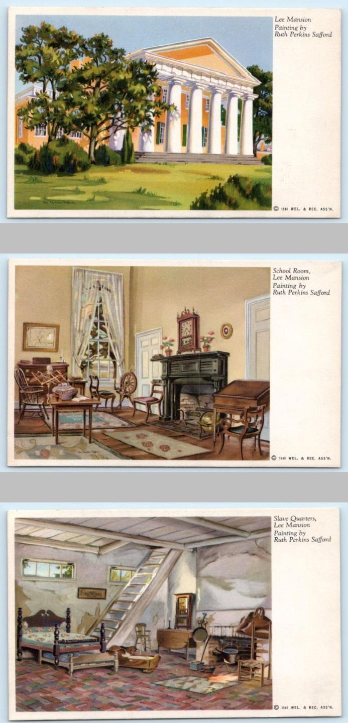 3 Postcards ARLINGTON, VA Ruth Perkins Safford LEE MANSION Slave ...