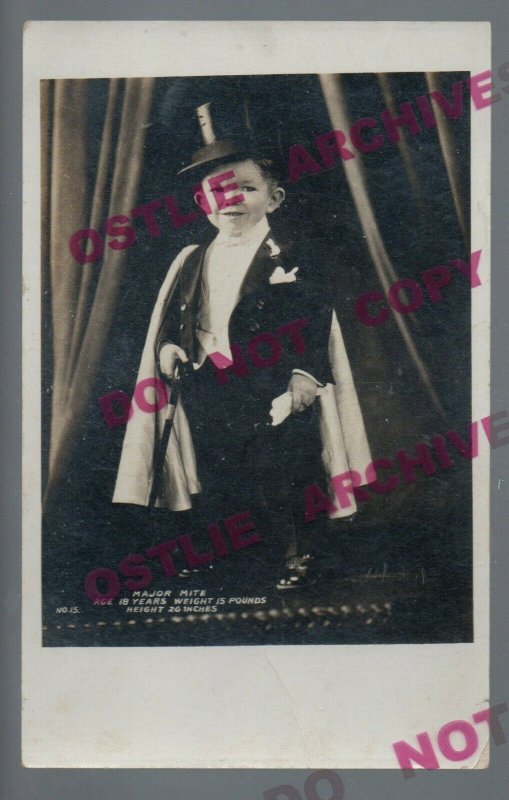 rppc c1910 MAJOR MITE Sideshow CIRCUS Freak Carnival MIDGET Dwarf TOP ...
