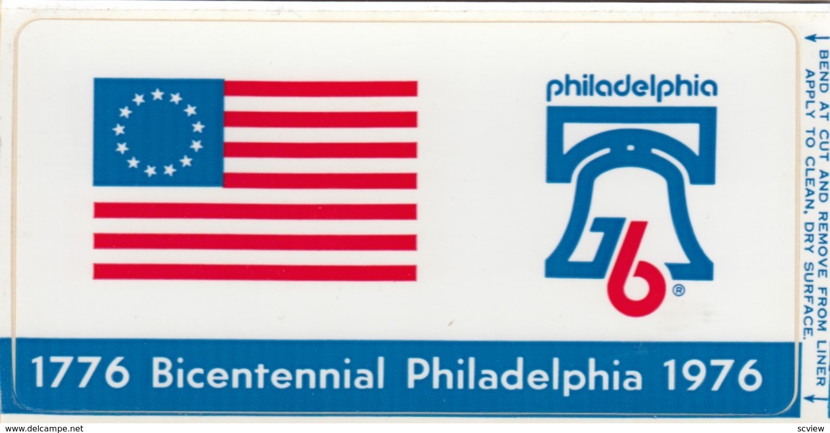 PHILADELPHIA, Pennsylvania, 1976; STICKER Bicentennial 1776-1976 ...