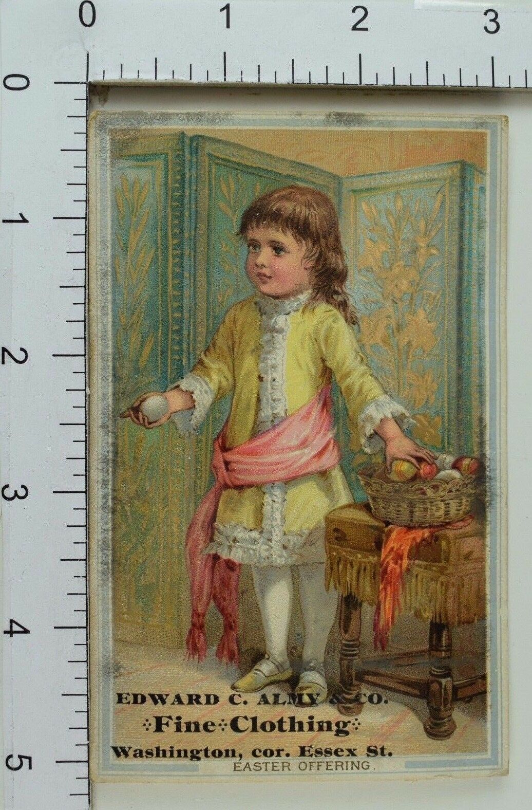 Victorian Easter Trade Card Edward C Almy & Co Pretty Girl Basket Of ...