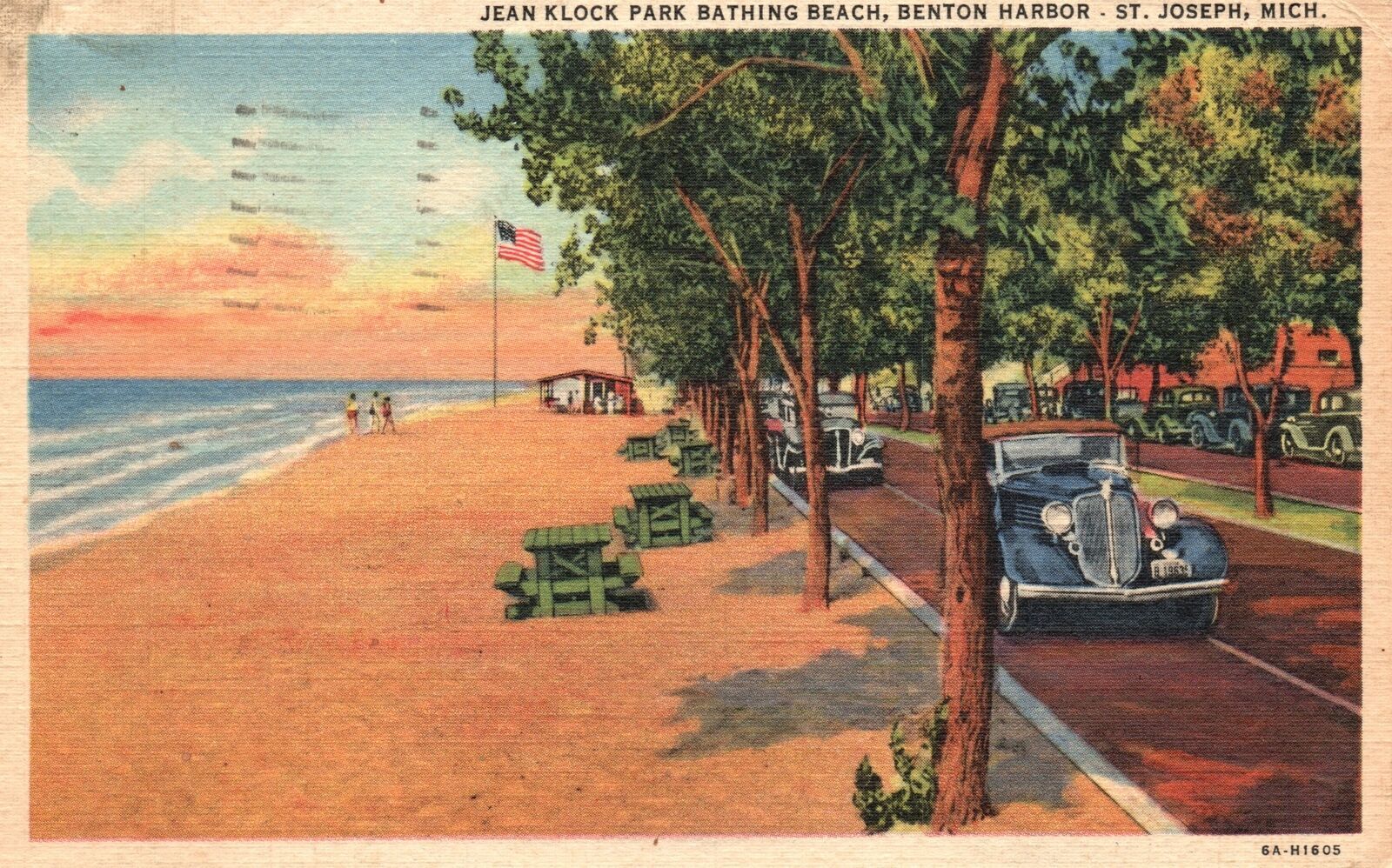 Vintage Postcard 1952 Jean Klock Park Bathing Beach Benton Harbor St ...