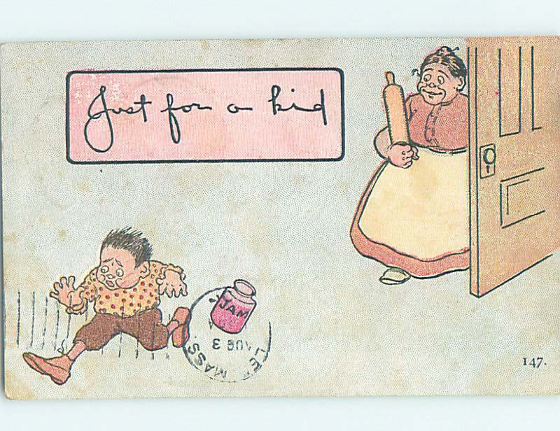 Pre-Linen Comic MOM Chases BAD BOY With HER Rolling PIN Hj1781 | Topics - Cartoons & Comics ...