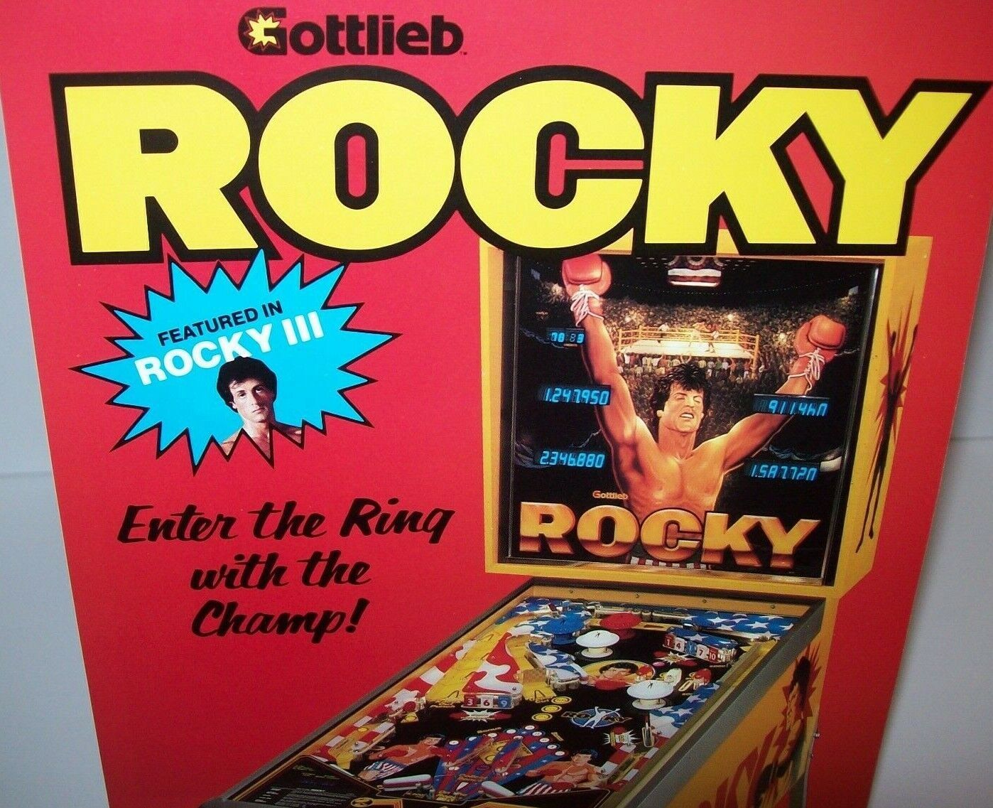 Rocky Pinball Flyer Original Sylvester Stallone Boxing NOS Vintage 1982 ...