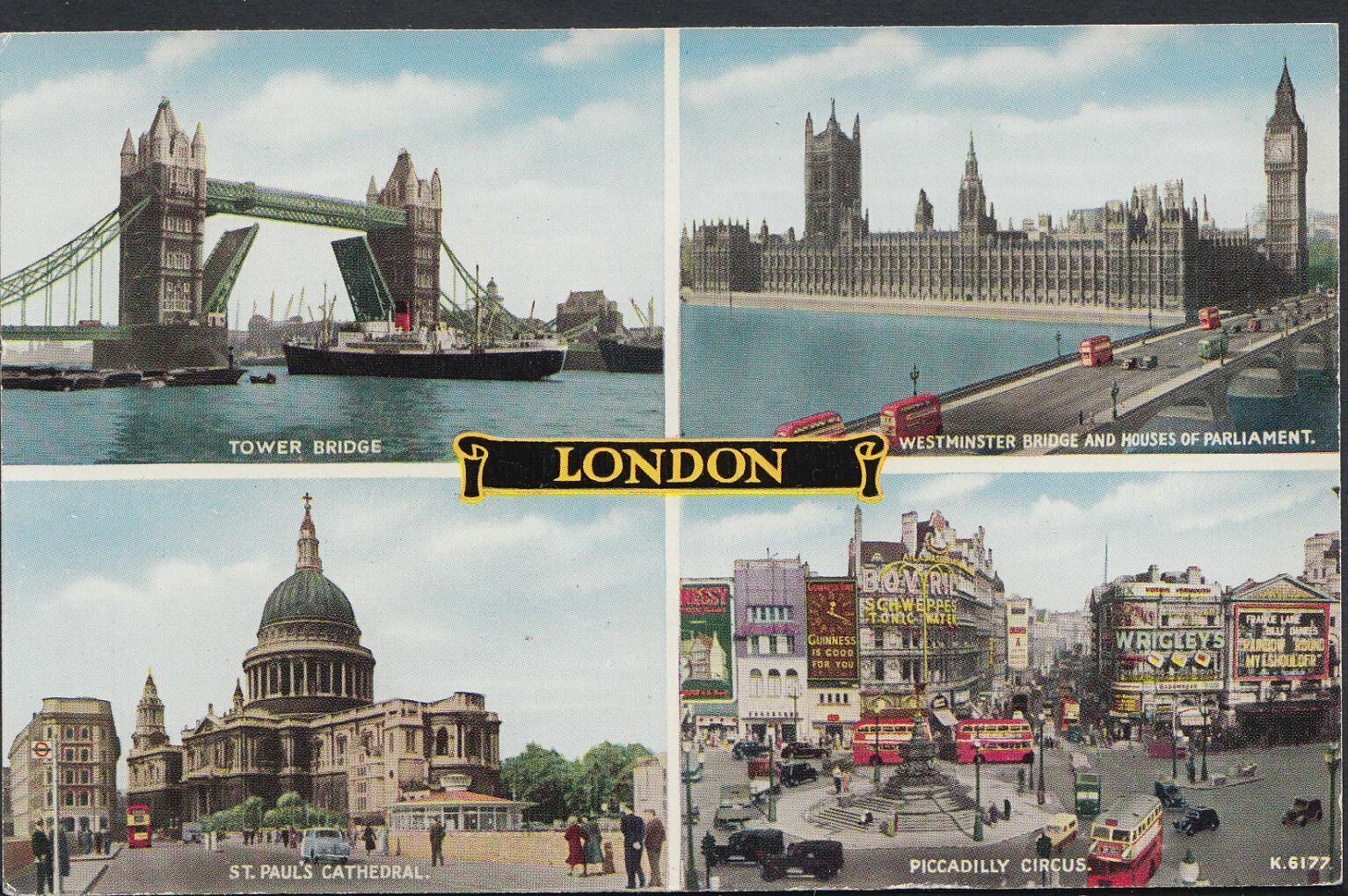 London Postcard - Views of London - Tower Bridge, Westminster Bridge ...