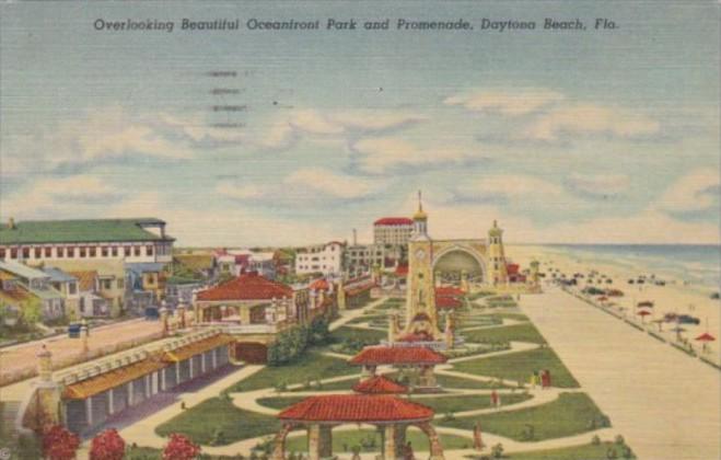 Florida Daytona Overlooking Oceanfront Park & Promenade 1953 Curteich ...
