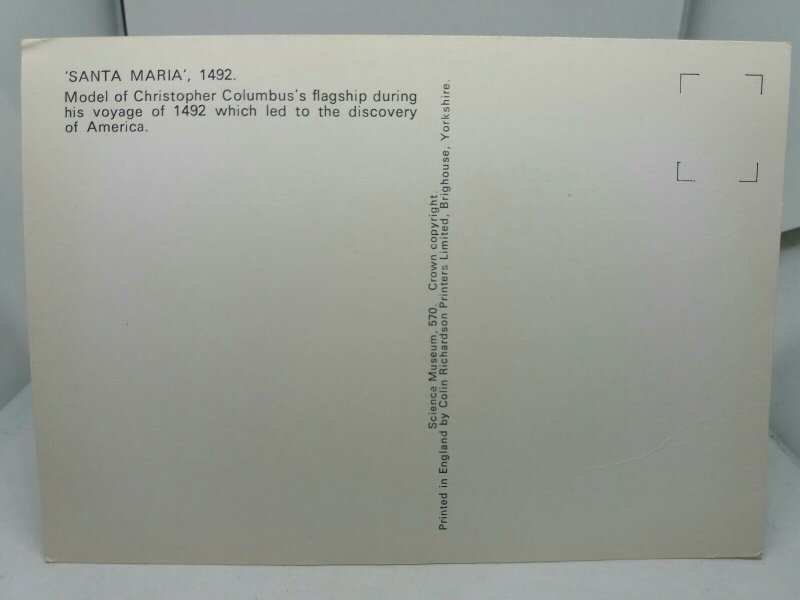 Vintage Postcard Model of Christopher Columbus Flag Ship Santa Maria ...