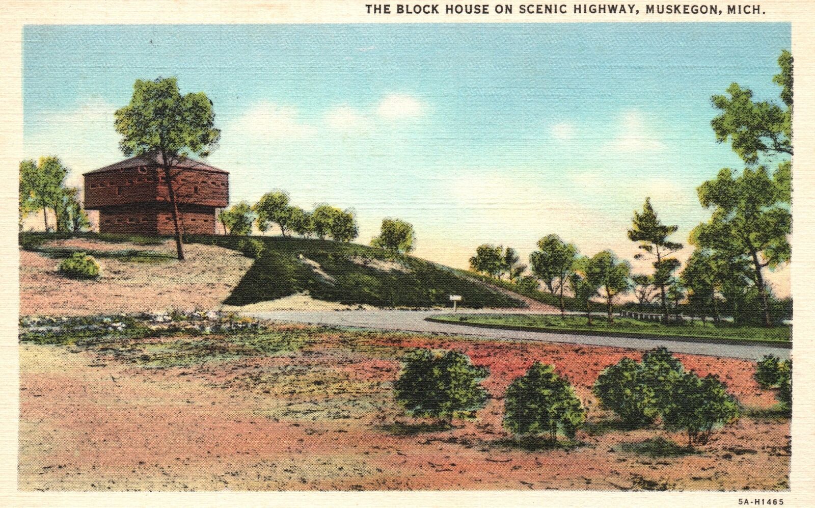 Vintage Postcard 1930's The Block House on Scenic Highway Muskegon ...