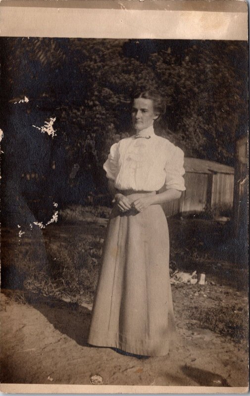 Vintage Postcard Real Photo Rppc Woman in Dress and Blouse Dated 1907 ...