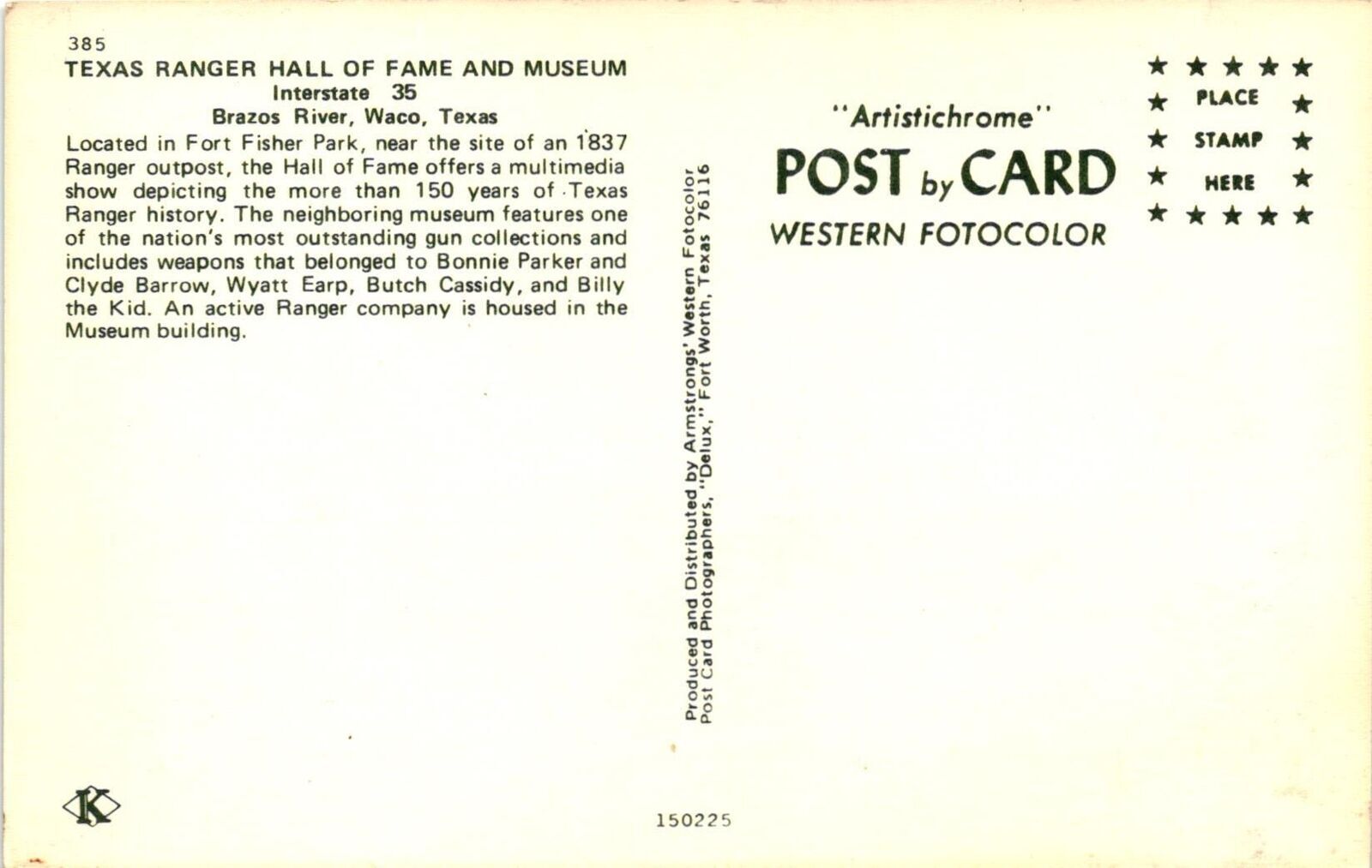 Vintage Postcard- Texas Ranger Hall of Fame and Museum, Waco, TX ...