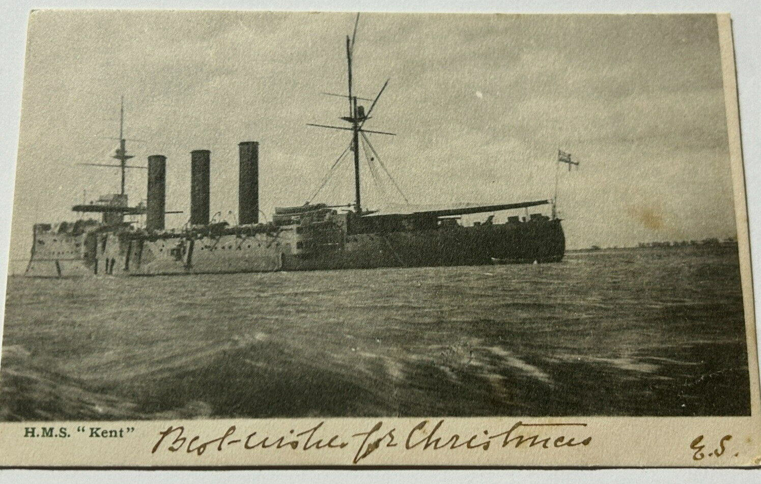 HMS Kent Cruiser Ship Royal Navy Vintage Postcard RPPC WWI Era | Europe ...