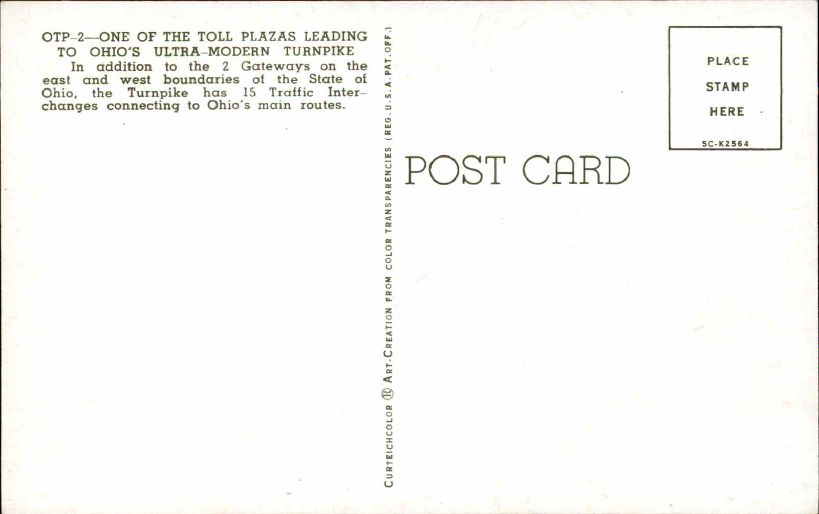 Police Car Ohio Turnpike Patrol at Toll Gate c1950s Postcard | United ...