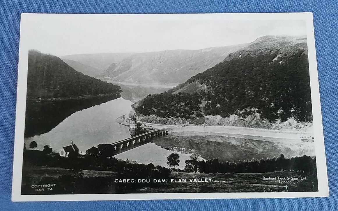 Vintage Tucks Real Photo Postcard Gareg Ddu Dam Elan Valley Powys C1C ...