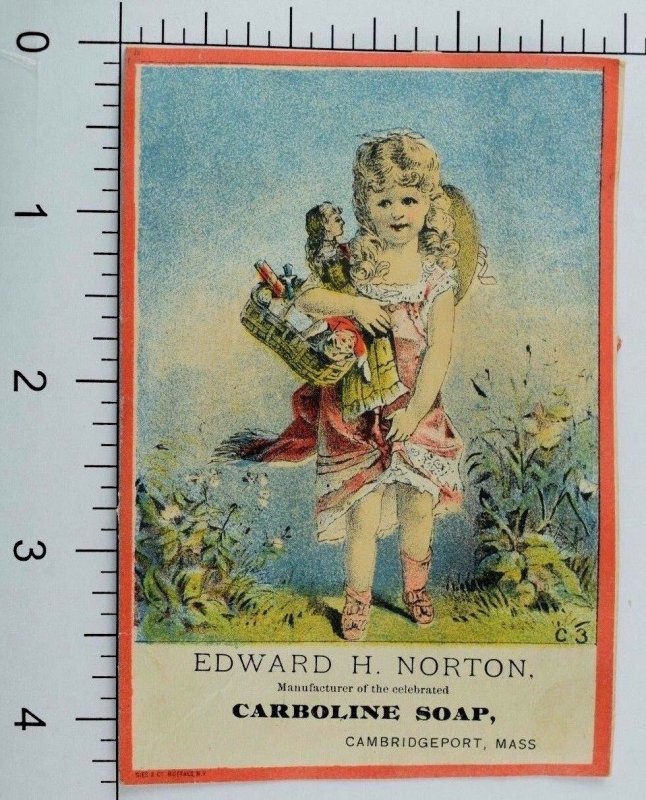 1870's-80's Edward H. Norton Mfg. Carboline Soap Adorable Girl & Doll ...