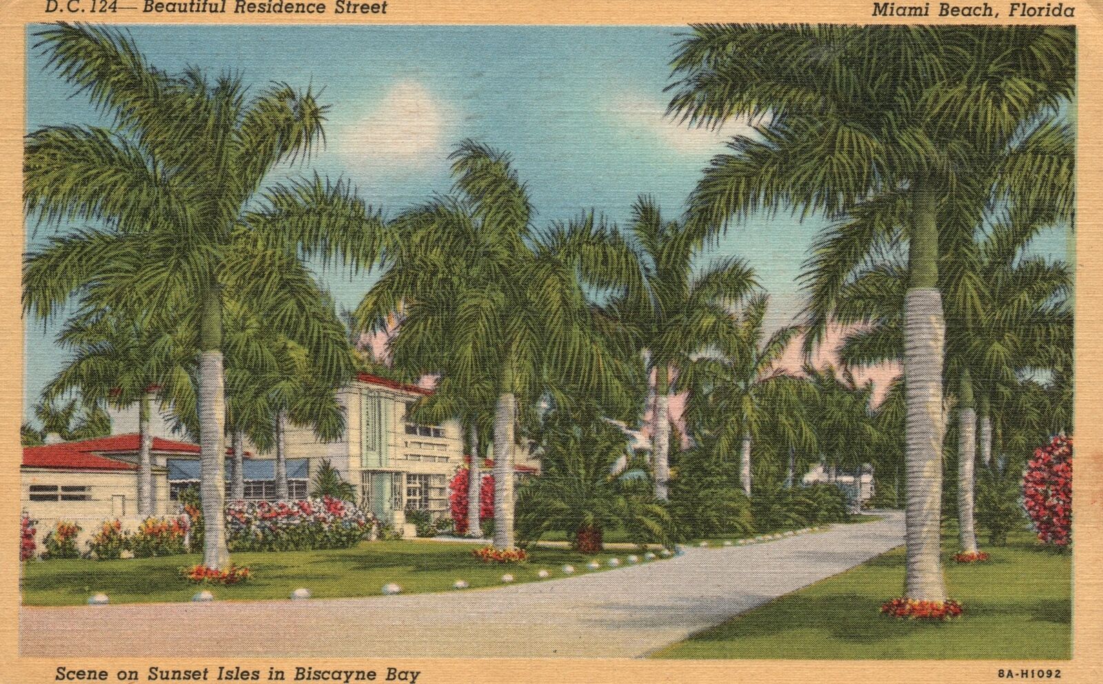 Vintage Postcard 1947 Beautiful House Residence Street Palm Trees Miami ...