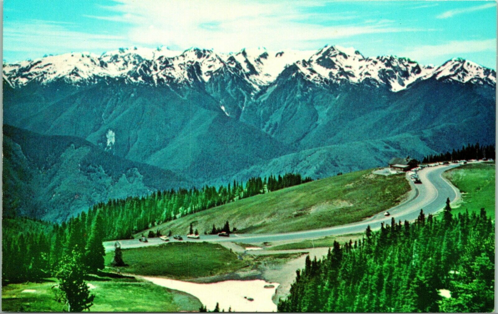 Vtg Chrome Postcard Mt Olympus And Bailey Range From Hurricane Ridge ...