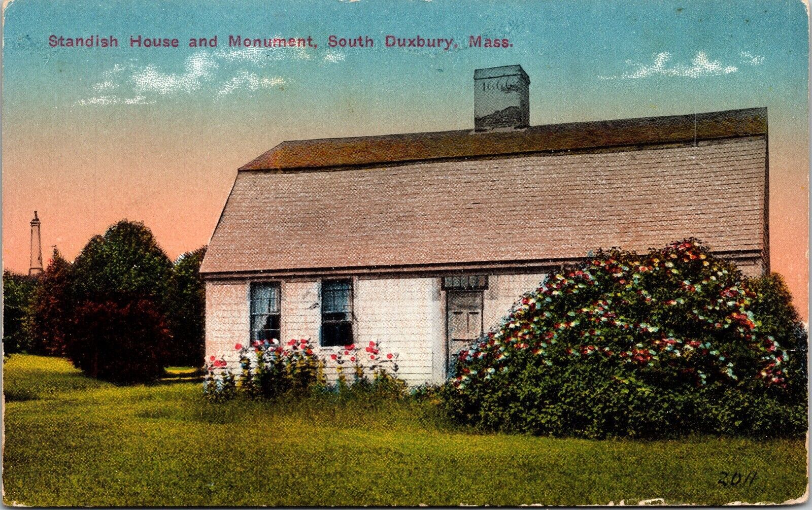 Standish House Monument South Duxbury Massachuesetts MA Mass Antique DB ...