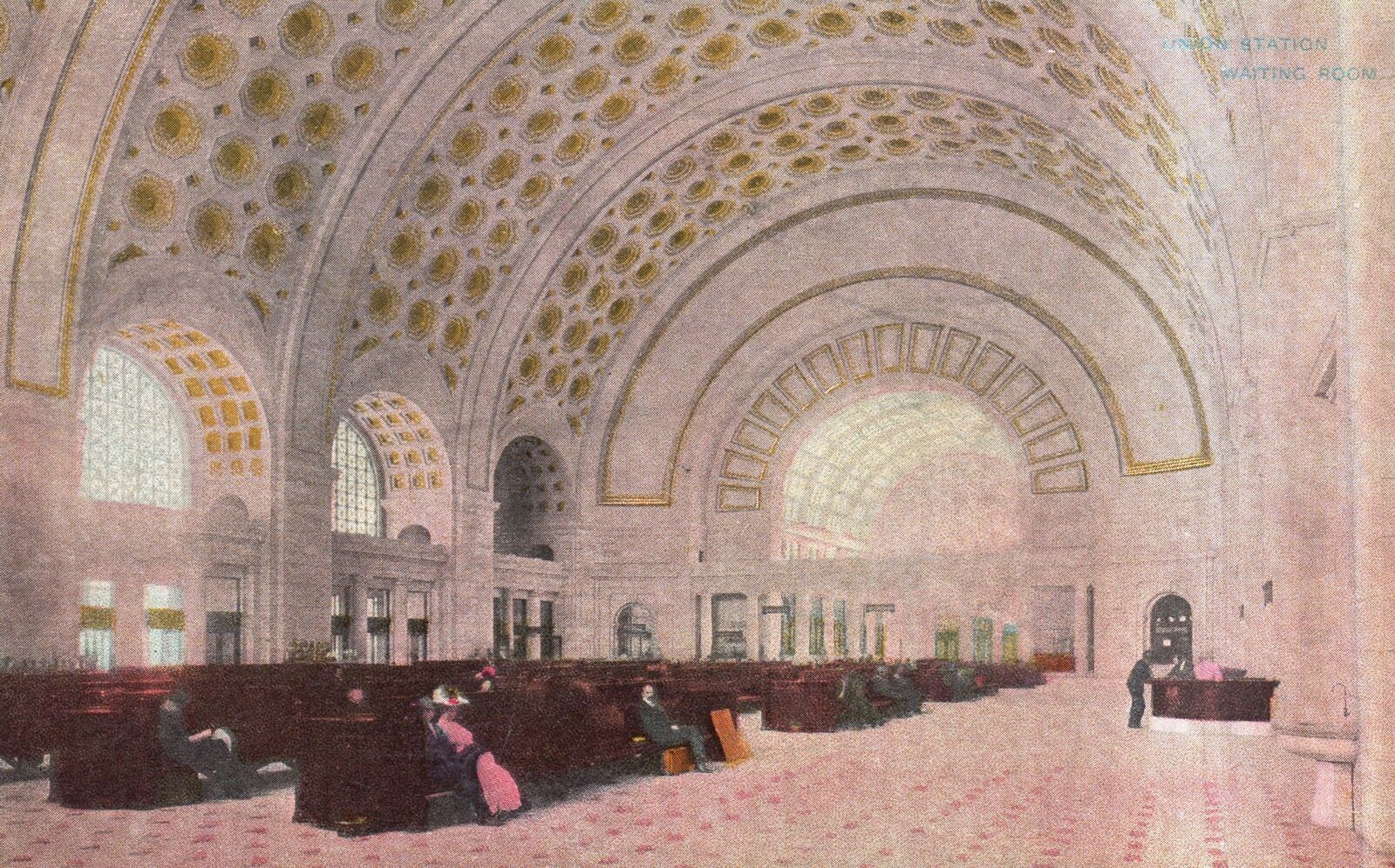 Vintage Postcard 1909 Union Station Waiting Room Railway Station ...