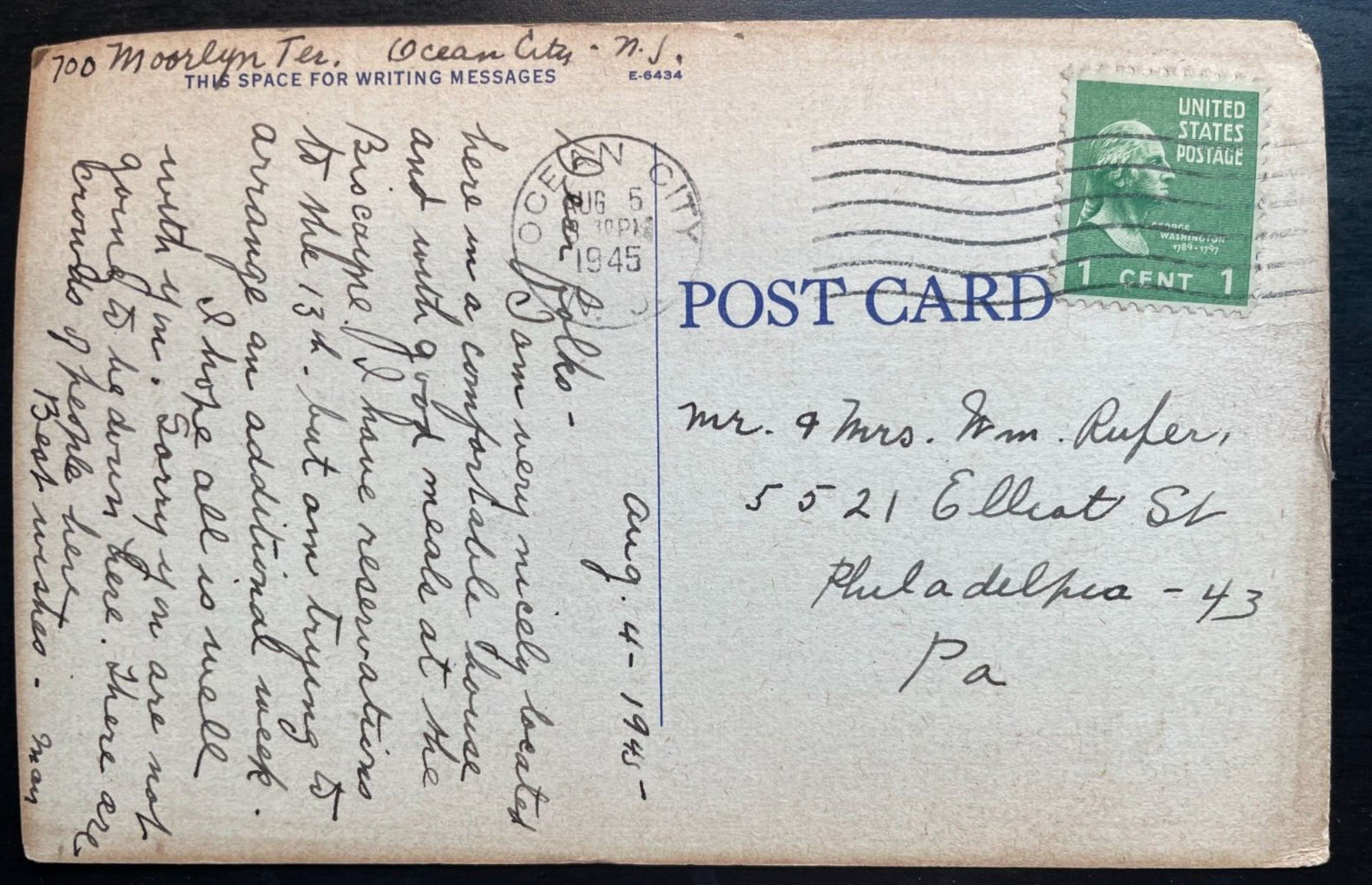 Vintage Postcard 1945 Greetings from Ocean City (Four Churches of OC ...